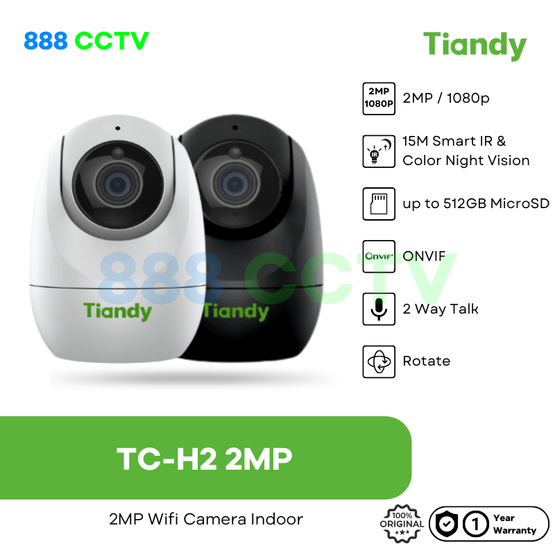 Jual Camera Wifi Tiandy TC-H2 2MP Full Color Smart CCTV Wireless Indoor ...