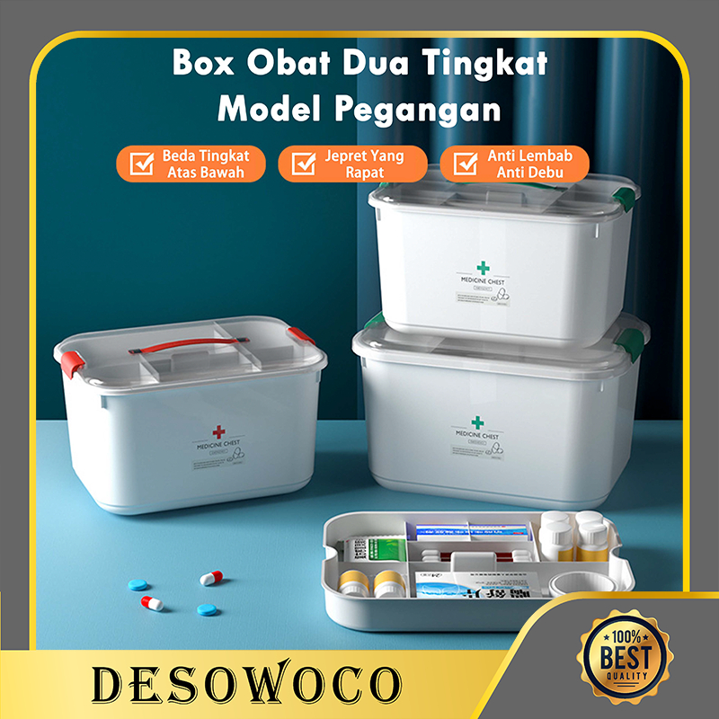Jual DESOWOCO Medicine Box Organizer White First Aid Box / Kotak Obat ...