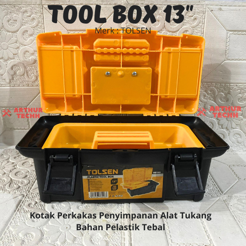 Jual TOLSEN Tool Box 13" Inch Heavy Duty Plastic Tool Box 80190 | Kotak ...