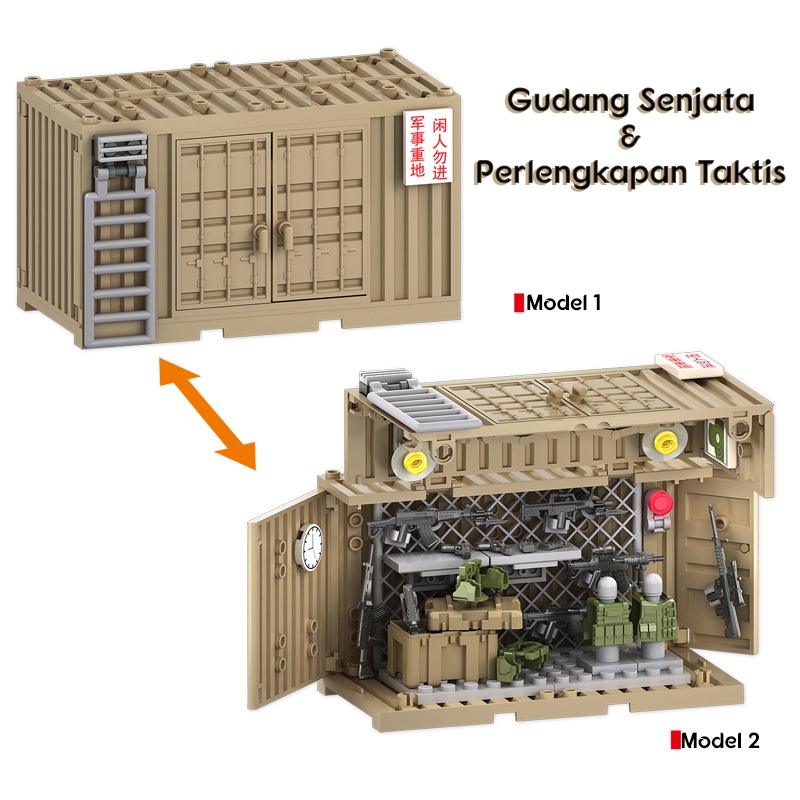 Jual Mainan Brick Militer accessories Box Kontainer gudang senjata SWAT ...