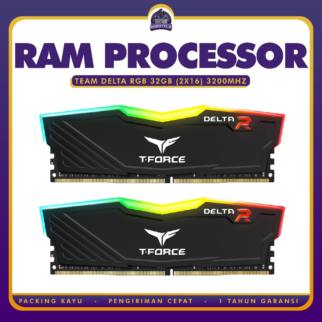 Jual RAM MEMORY TEAM T-Force Delta RGB (2X16) PC-3200 32GB DDR4 kit ...
