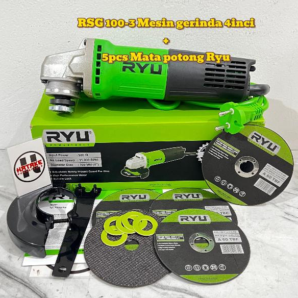 Jual Gerinda RYU RSG 100-3 Mesin gerinda tangan 4 inci + 5pcs Mata potong / Batu potong RYU AC ...