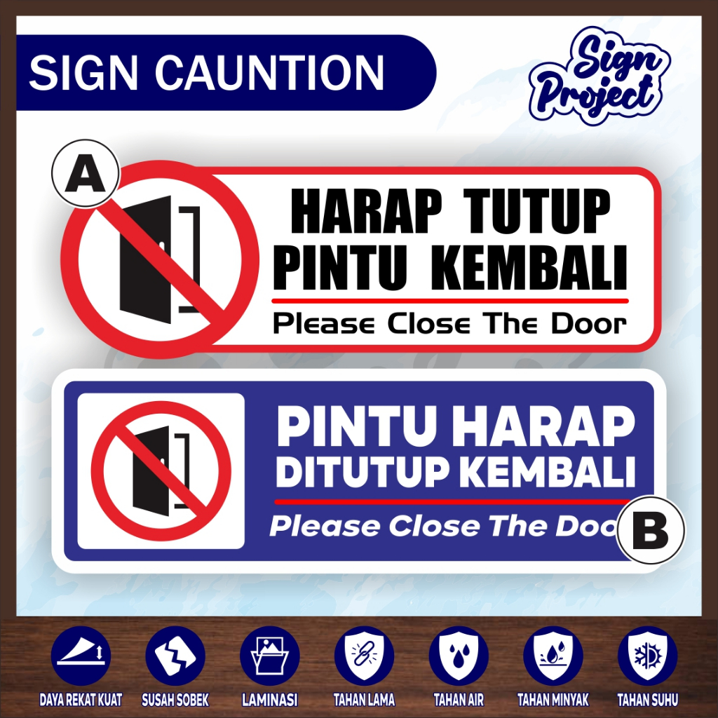 Jual Sign Sticker label pintu harap ditutup kembali / stiker pintu tutup kembali / sticker pintu ...