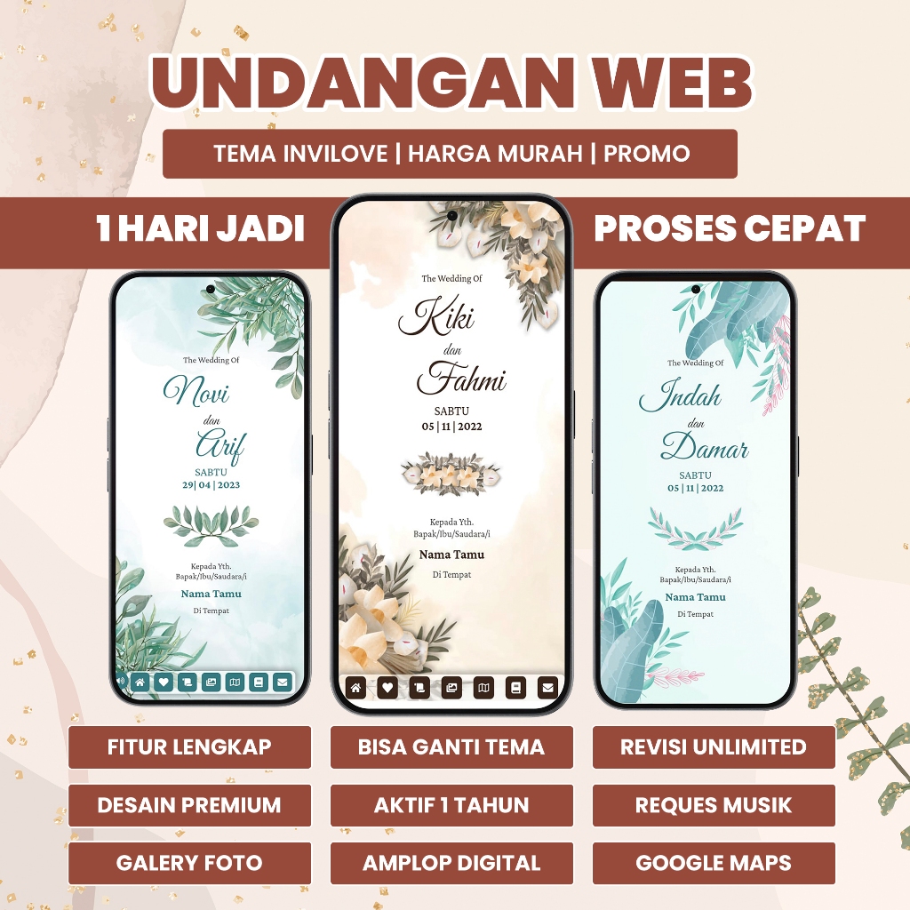 Jual Undangan Website | Undangan Nikahan | Tema Invilove | Shopee Indonesia