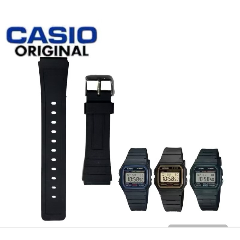 Jual Strap Jam Casio F-91W Tali jam tangan Casio f-91w Rubber Hitam ...