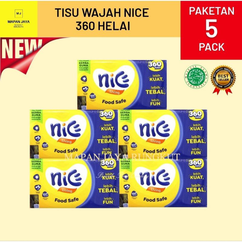 Jual PROMO !! Tissue Nice 360 Helai 2 Ply (Paket 5 Pcs) / Tisu Nice 180 ...