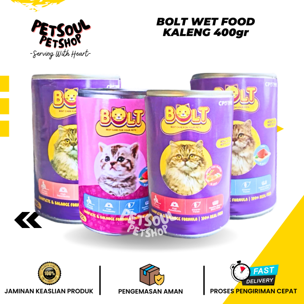 Jual BOLT Wet Food Kaleng 400gr / Makanan Kucing Basah Kaleng | Shopee ...