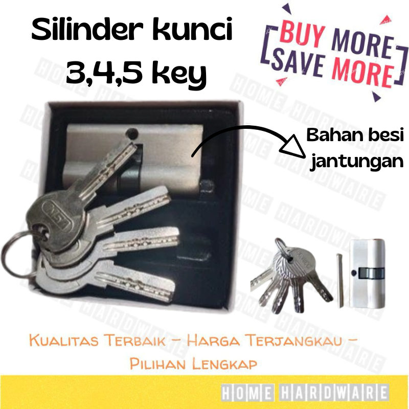 Jual Silinder anak kunci pintu 4 key 5key 3 Key / Computer Key anti duplikat / Silinder ...