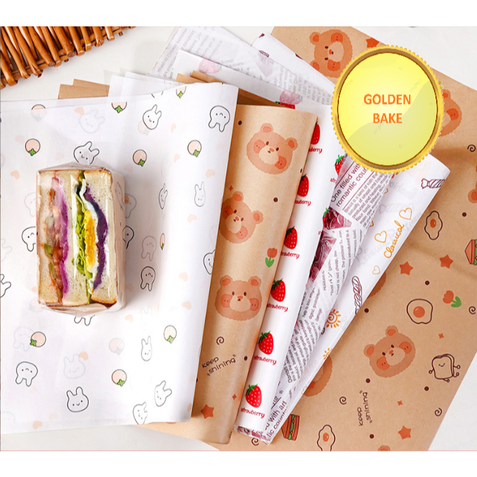 Jual GBake 25Pcs Wax Paper 28x38 cm /Kertas Minyak Motif /Baking Paper ...