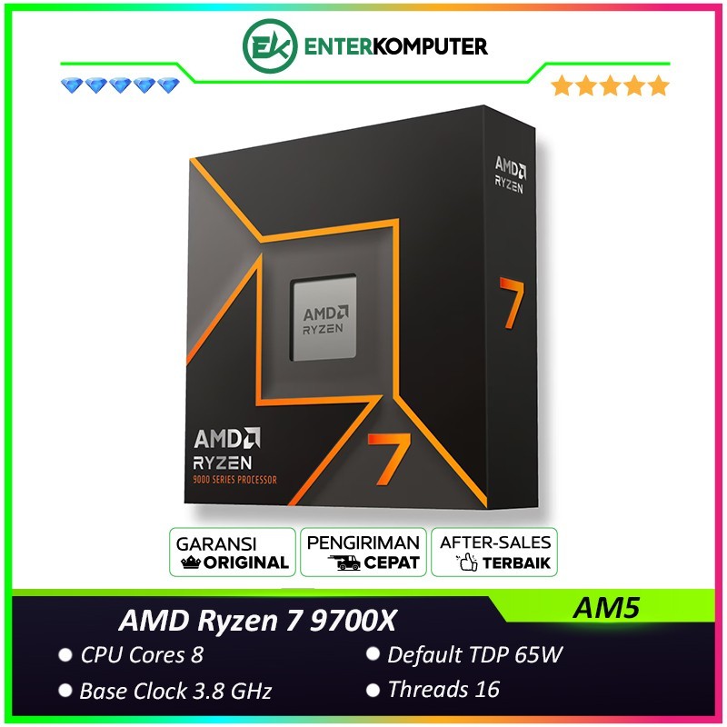 Jual AMD Ryzen 7 9700X 3.8Ghz Up To 5.5Ghz Cache 32MB 65W AM5 [Box] - 8 ...