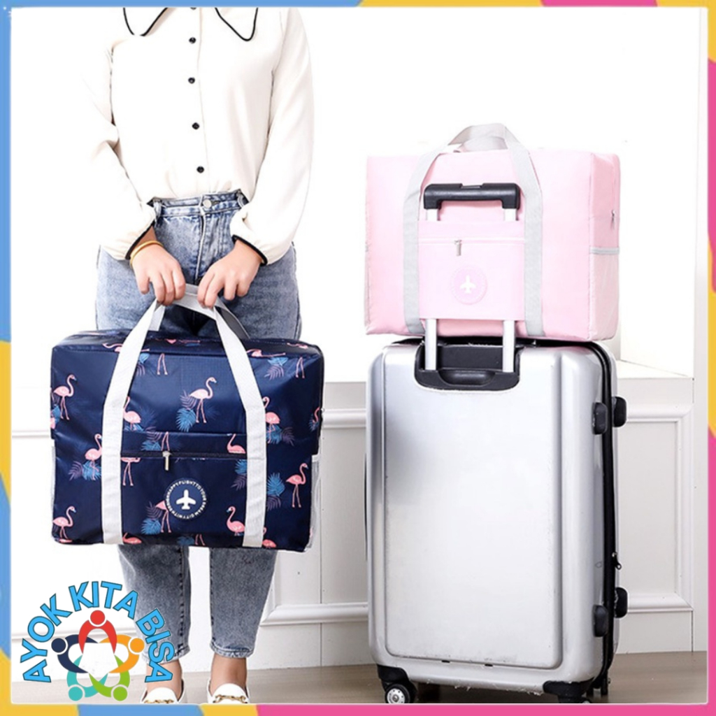 Jual AKB Tas Travel Lipat Motif Besar Foldable Travel Bag Hand Carry ...
