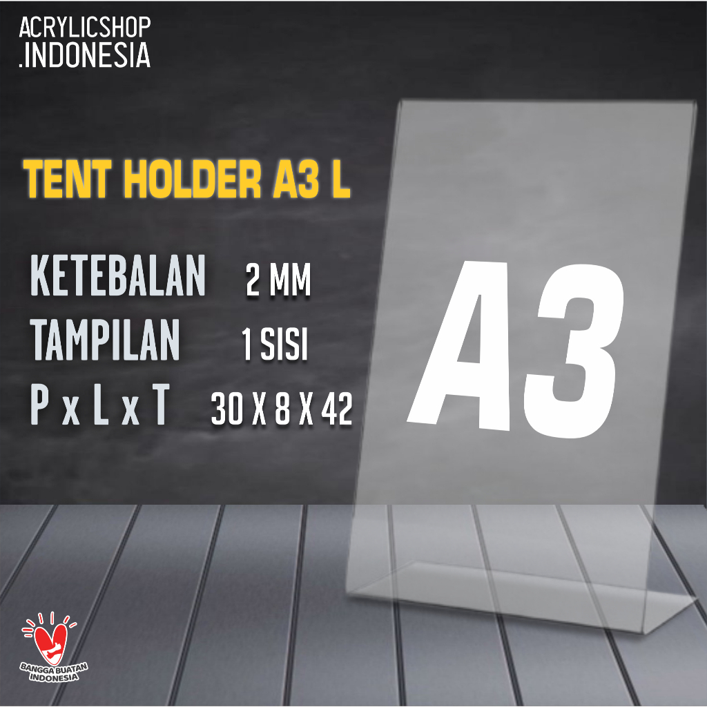 Jual Akrilik Tempat Brosur A3 / Acrylic Tent Card Holder Stand 2 sisi ...