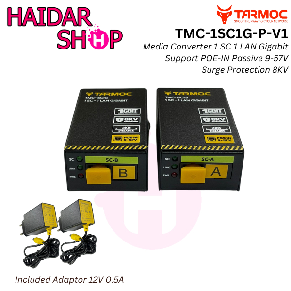 Jual Tarmoc TMC-1SC1G-P-V1 | Media Converter 1FO 1LAN / 1 FO 1 LAN Gigabit POE IN 9-57 Volt ...