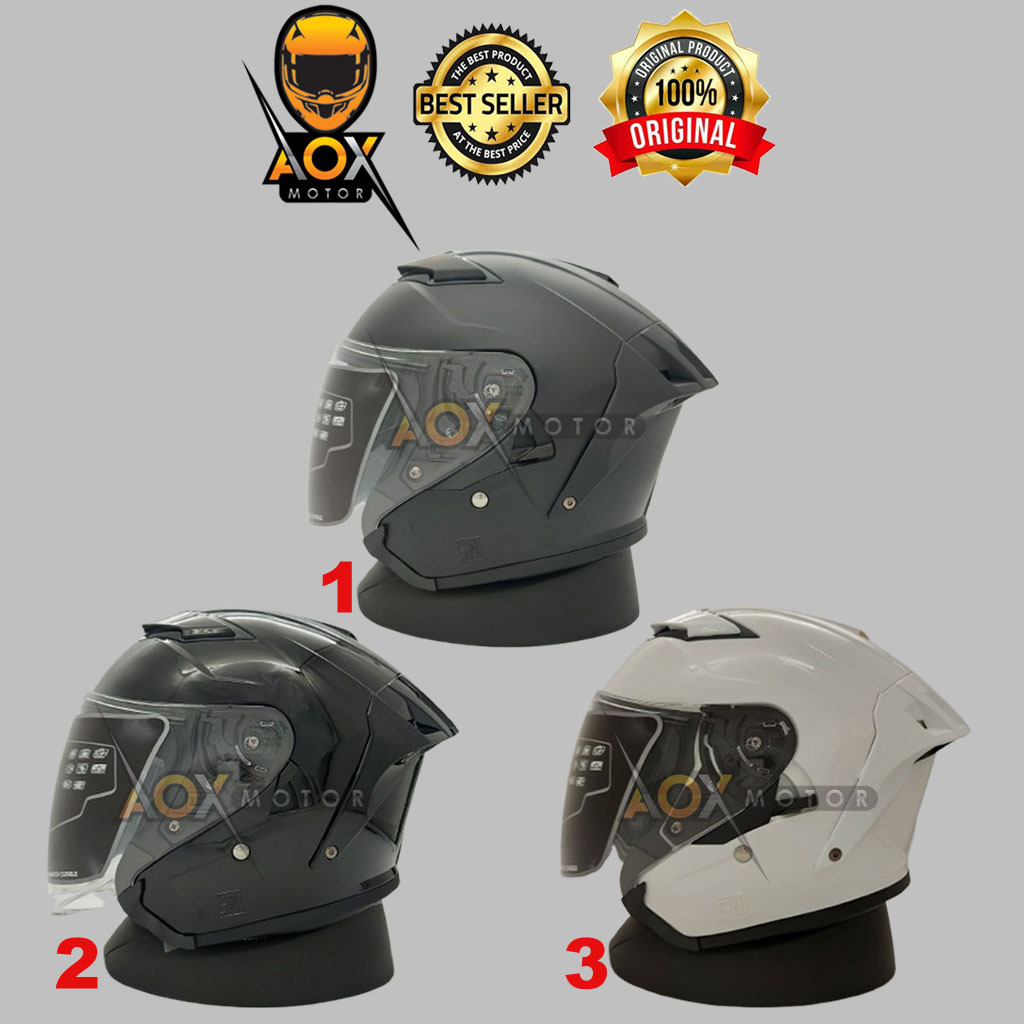 Jual MY HELMET D3 Solid Polos Double Visor Spoiler Halfface | Shopee ...