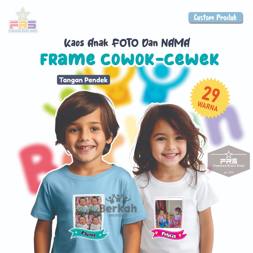 Jual Kaos Anak Custom Foto dan Nama Frame Cowok-Cewek Lengan Pendek ...