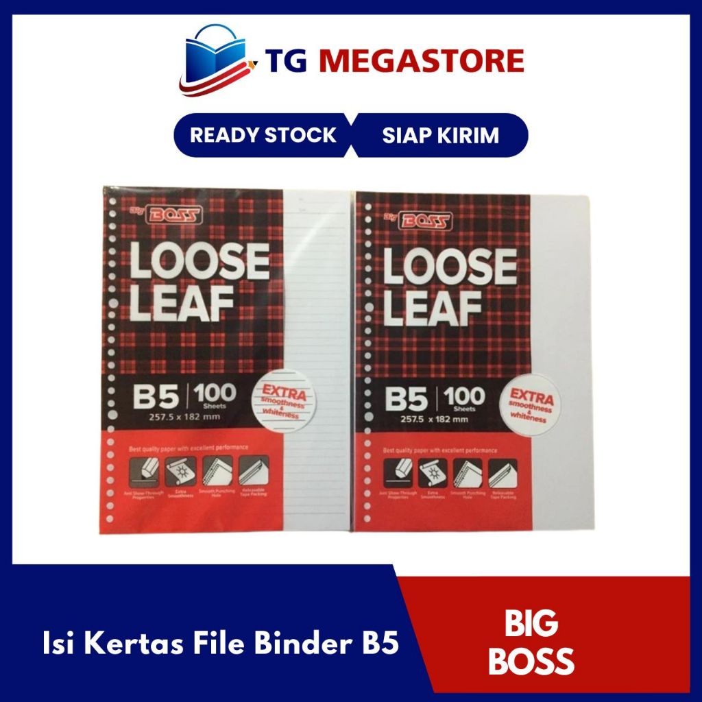 Jual Loose Leaf / Isi Kertas File Binder BIG BOSS B5 isi 100 Lembar | Shopee Indonesia