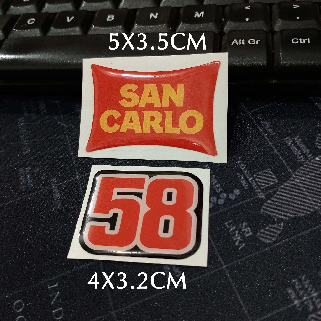 Jual Sticker Timbul Resin 58 MARCO SIMONCELLI SAN CARLO Stiker Logo Lycal 3D Kecil Satuan ...