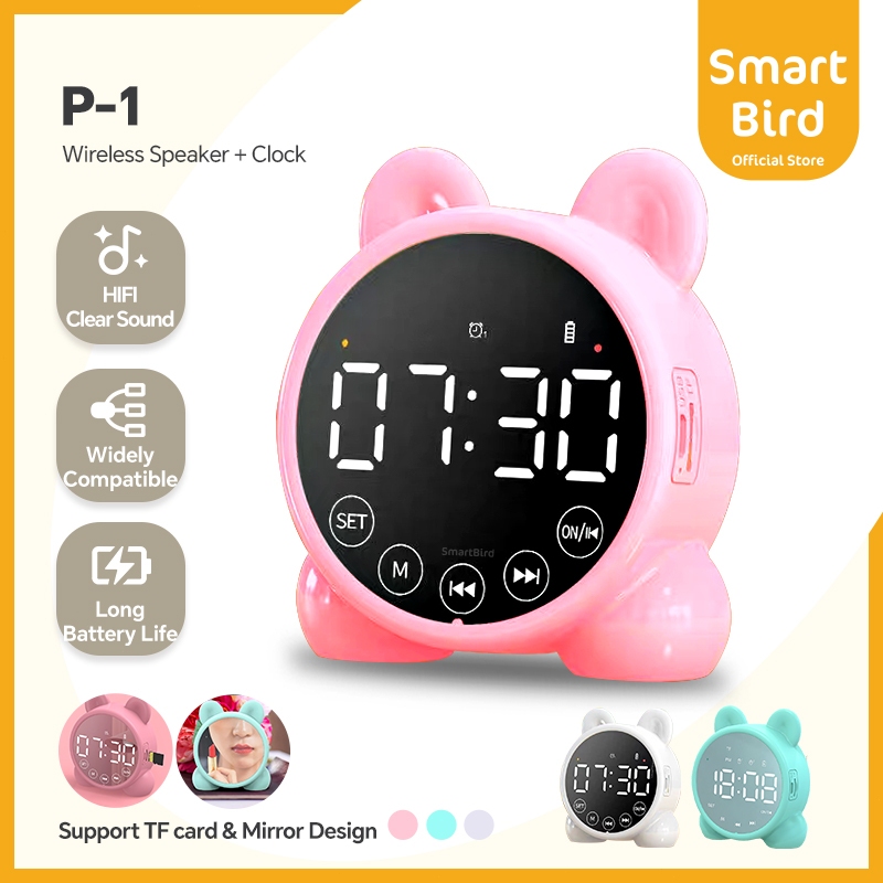Jual SmartBird Speaker&Clock P1 Cute Mini LED Mirror Display Bluetooth ...