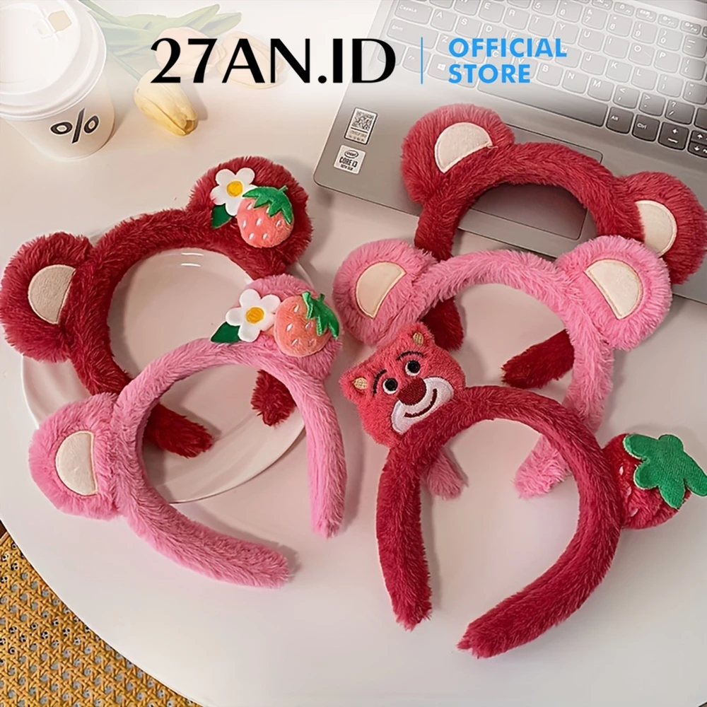 Jual Bando Karakter Lotso Telinga beruang H569 Bando Pink Stawberry ...