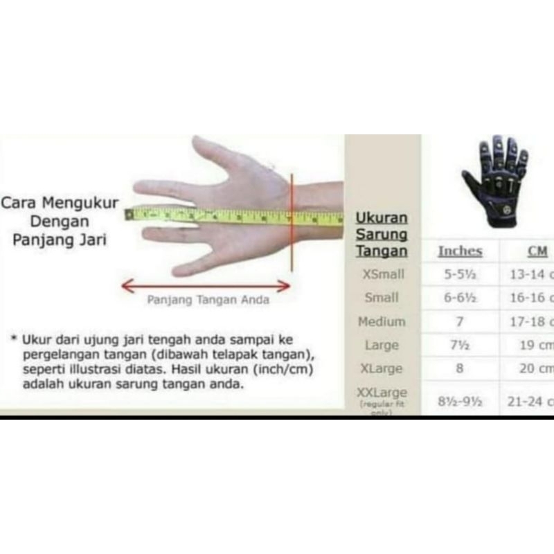 Jual CAra ukur glove panahan di toko kami untuk semua model cek 2 tabel ...