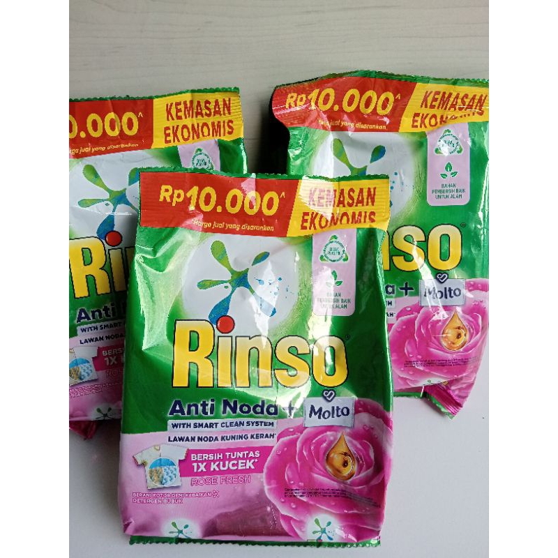 Jual Rinso Detergen bubuk anti noda + molto Rose Fresh 380 gram ...
