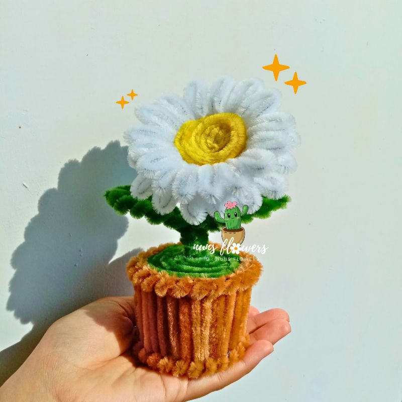 Jual Mini pot pipe cleaner (kawat bulu)/hiasan meja/pot bunga kawat ...