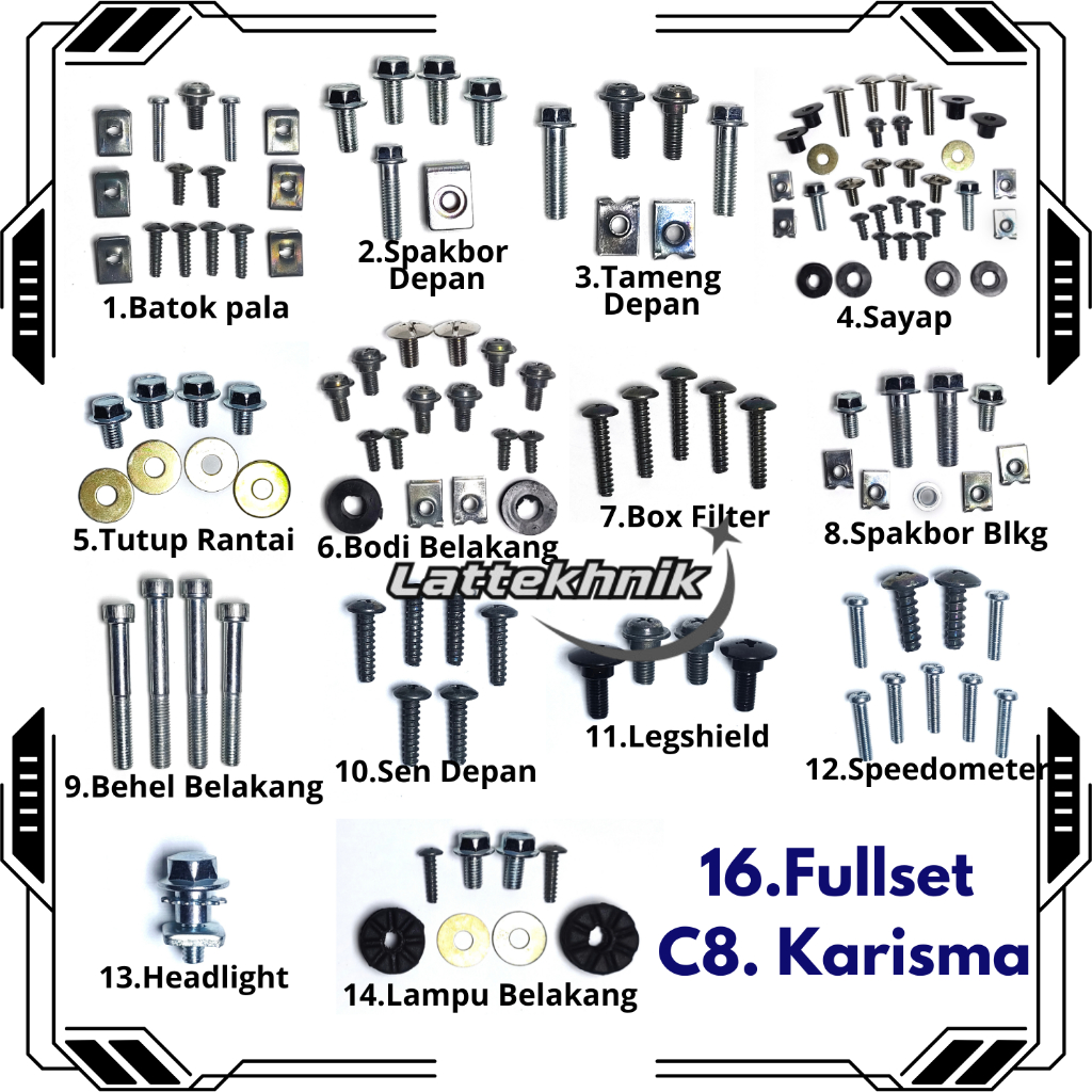 Jual C8. Baut Karisma Full Body / Baud Karisma Full Set / Baut Baud ...