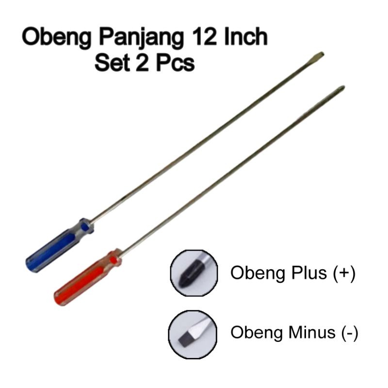 Jual Obeng Panjang 12 inch 30 cm MAGNET Screwdriver obeng stel karbu ...