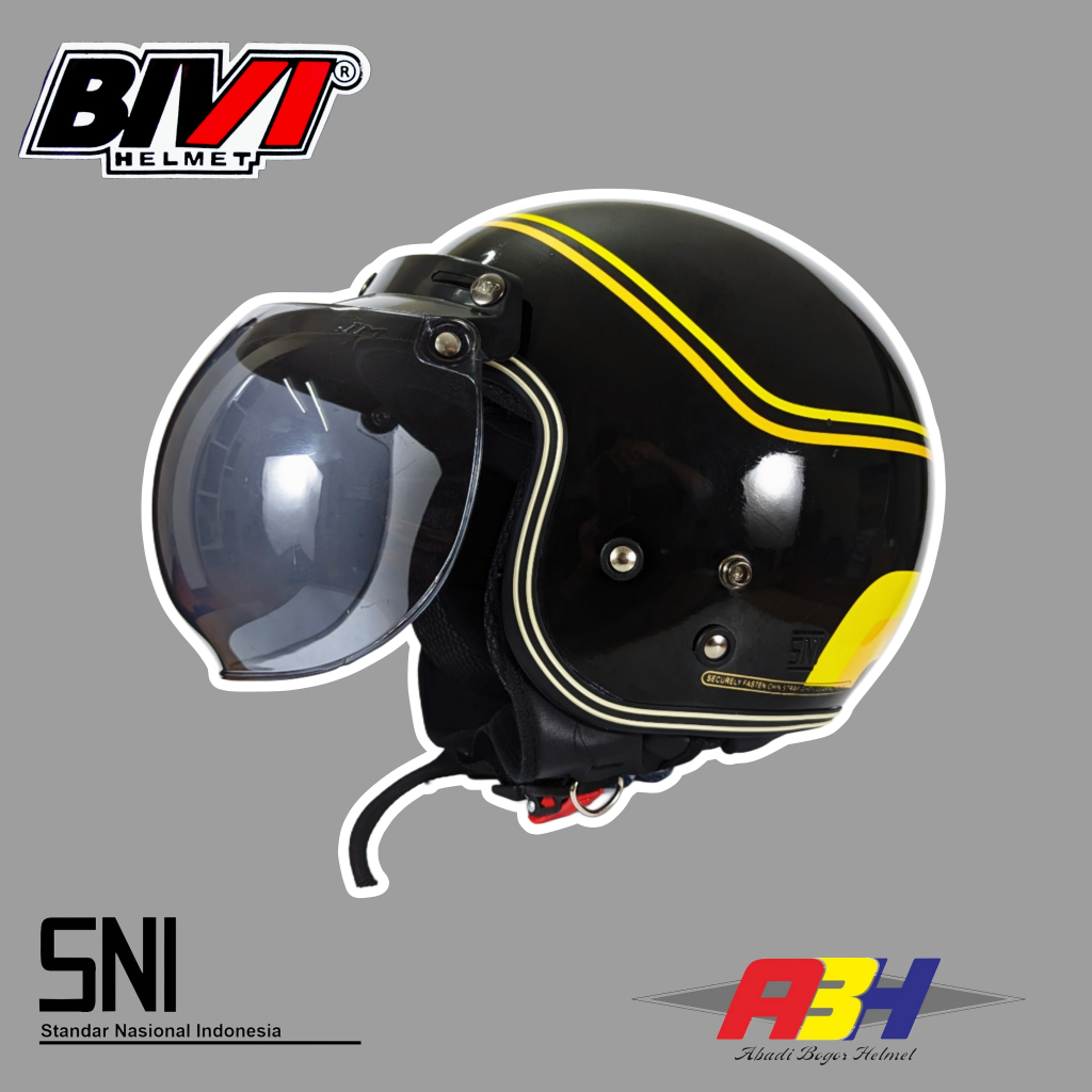 Jual BIVI Helmet Bogo Hitam Classic Polos Garis SNI BIVI Retro Half Face Pet Hijab Terlaris ...