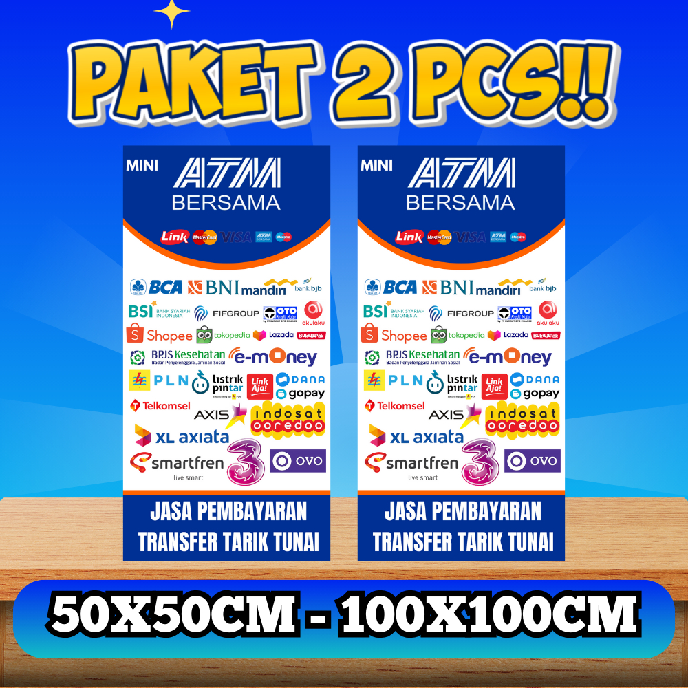 Jual PAKET 2PCS CETAK SPANDUK BANNER MINI ATM BRILINK V2 HASIL TAJAM ...