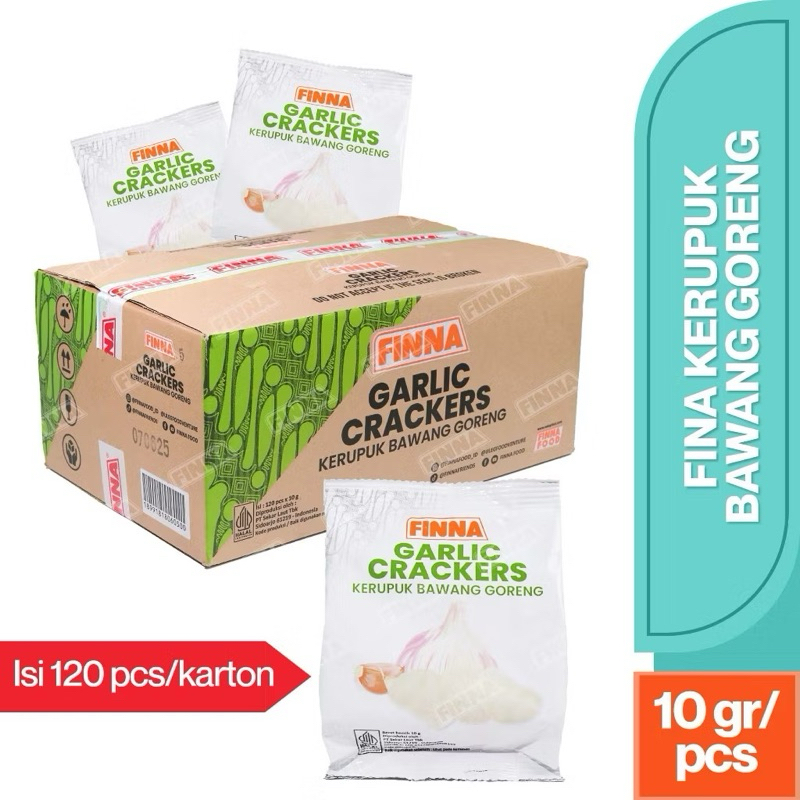 Jual [1 DUS ] FINNA Garlic Crackers Kerupuk Bawang Goreng 10gr ...