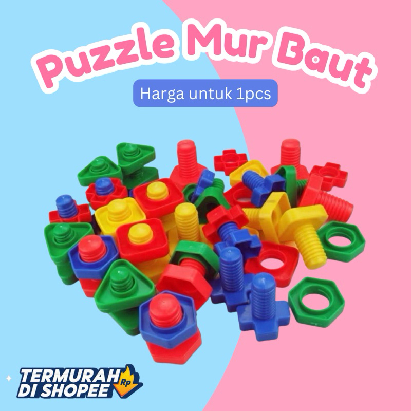 Jual [EDUFUNTOYS] Puzzle Mur Baut Nut Bolt Sekrup Tebal Bongkar Pasang ...