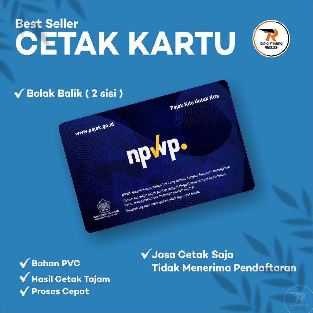 Jual Cetak Kartu NPWP - Satuan Tanpa Minimal Order - Langsung jadi ...