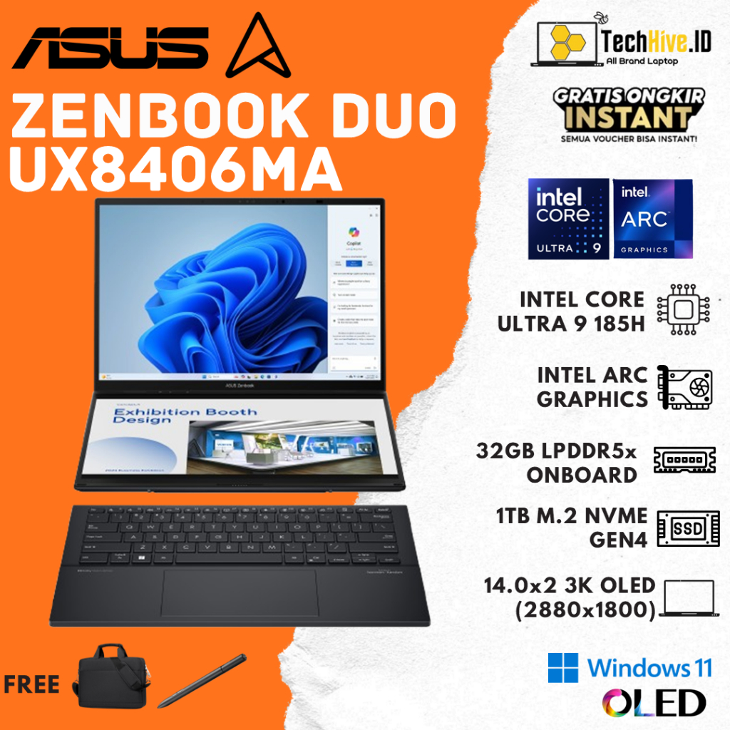 Jual Asus ZenBook Duo Oled UX8406MA INTEL ULTRA 9 185H 32GB 1TB SSD 14 ...