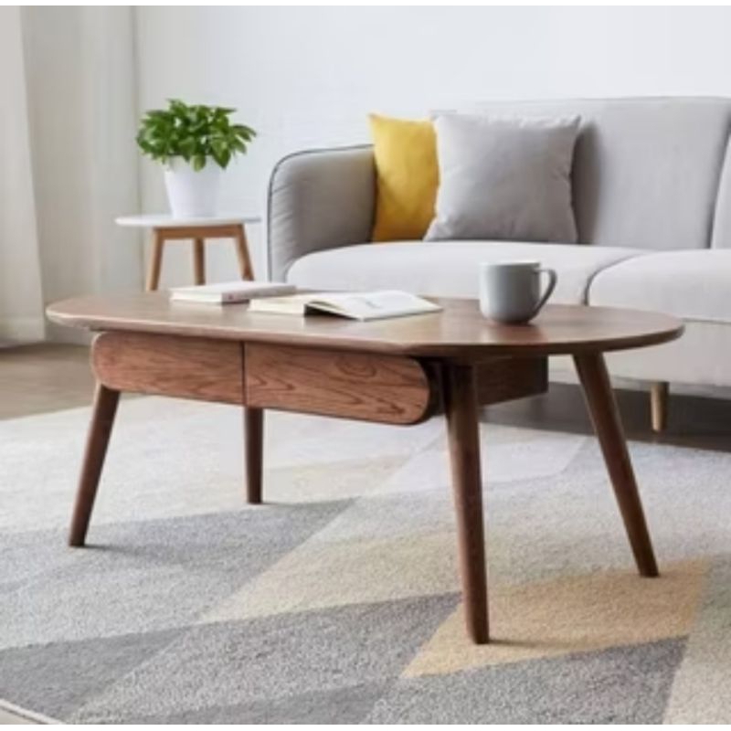 Jual Meja Tamu Oval Kayu Jati - V08 - Meja Kopi Minimalis Storage ...