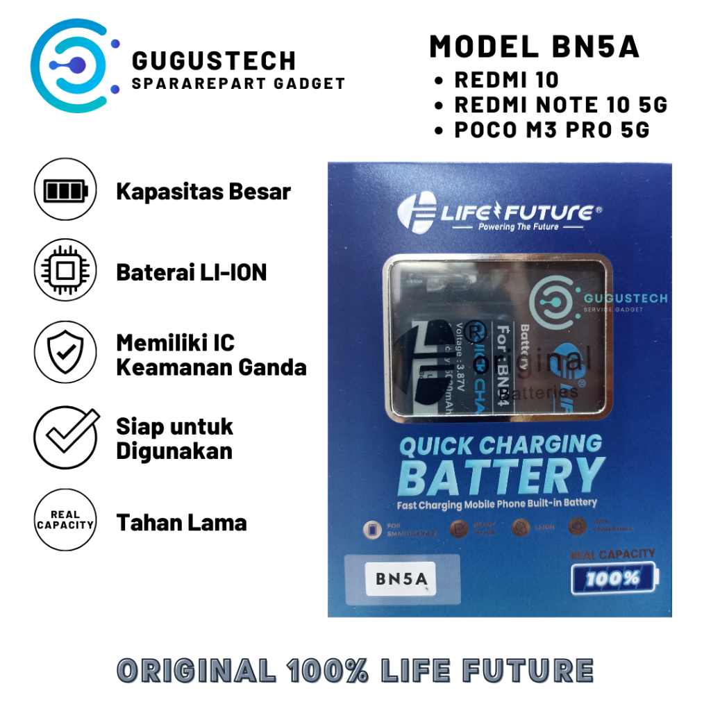 Jual Baterai Life Future BN5A XIAOMI REDMI 10 / NOTE 10 5G / POCO M3 ...