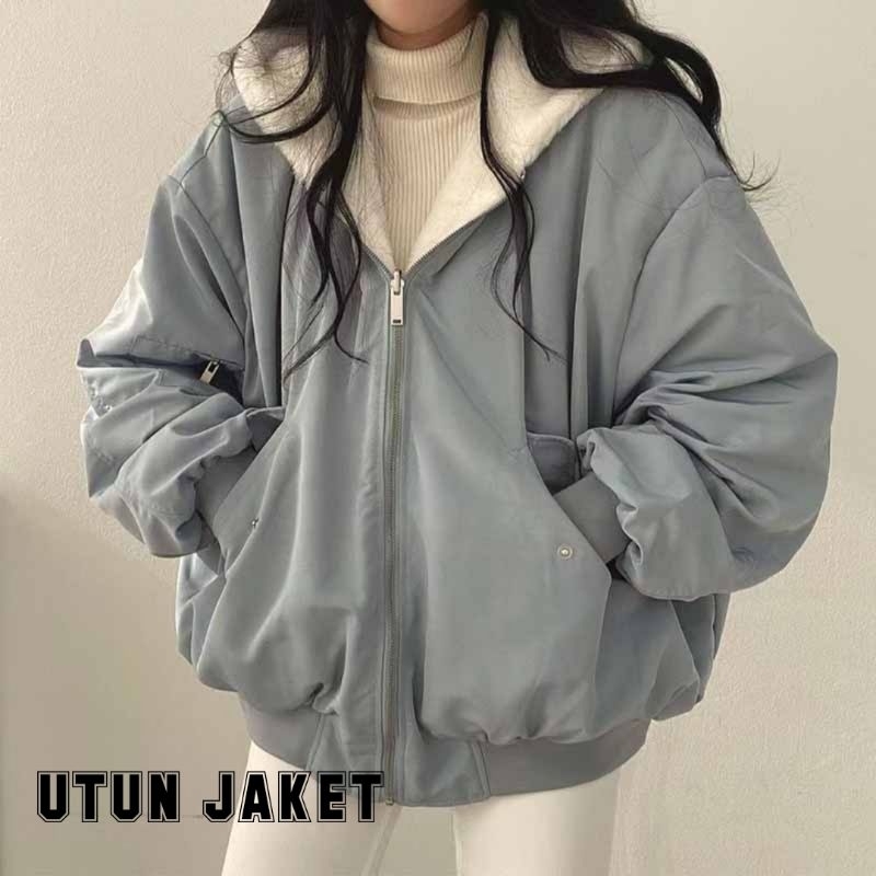 Jual Jaket Wanita Musim Dingin Hoodie Bulu Tebal Terbaru / Jaket Cewek Parasut / Jaket Bulak ...