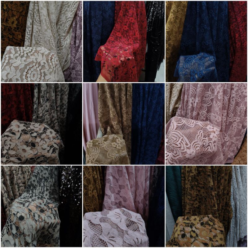 Jual kain katun brokat meteran / kebaya ( harga tertera 0,5m) | Shopee ...
