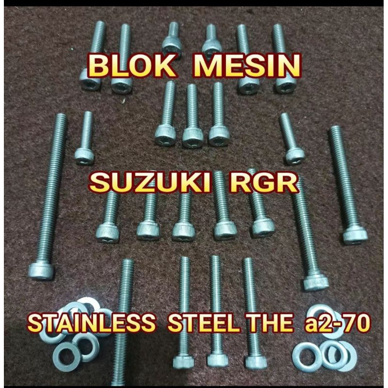 Jual Baut Blok Bak Mesin Set Rgr Stainless | Shopee Indonesia