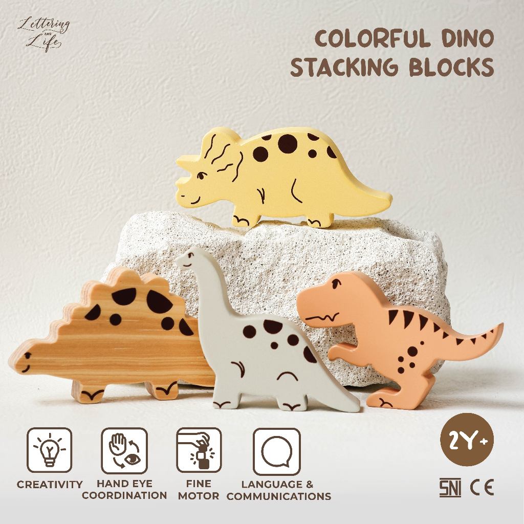 Jual Lettering and Life Colorful Dino Stacking Blocks - Mainan Edukasi ...