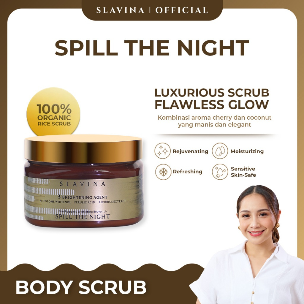 Jual SLAVINA Organic Rice Body Scrub Spill The Night | scrub badan ...