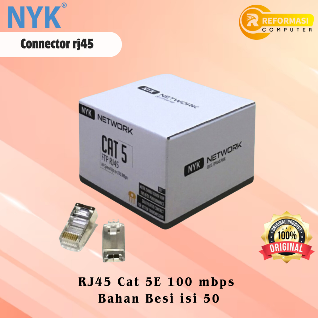 Jual NYK RJ45 CAT 5 NYK CONNECTOR RJ 45 FTP CAT5 ISI 50PCS RJ45 BESI ...