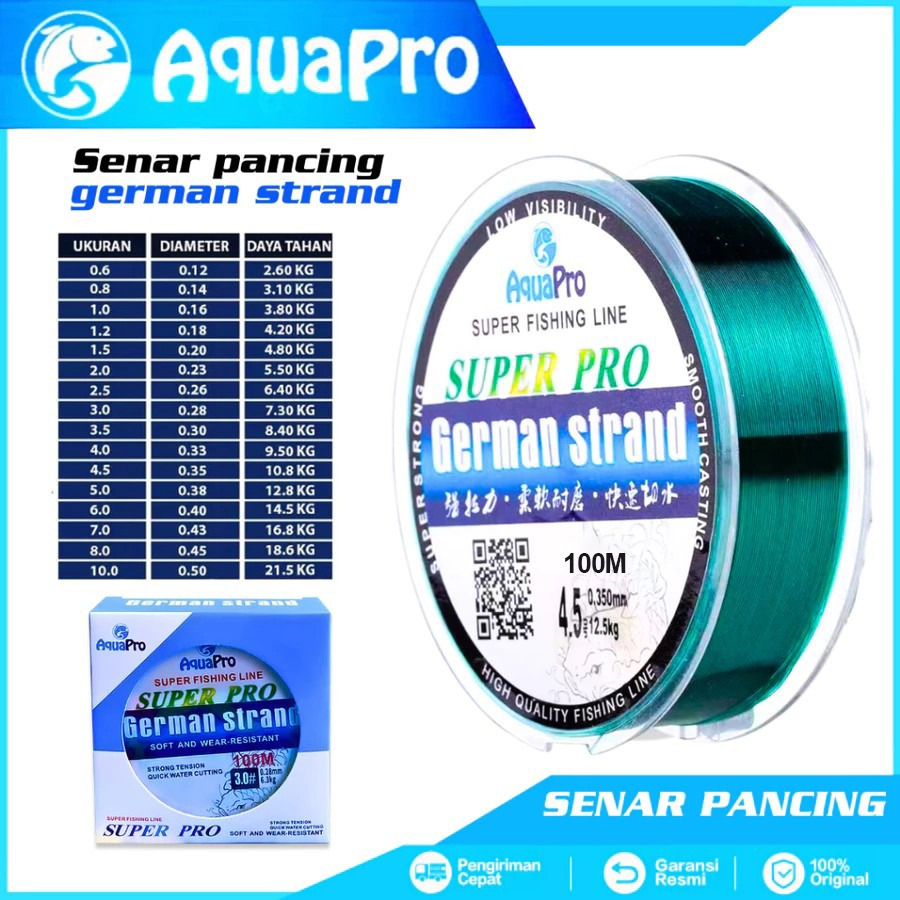 Jual Aquapro Senar Pancing Germany Fishing Line 100M Senar Pancing ...