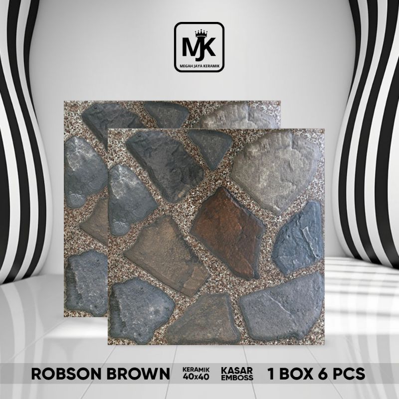 Jual Keramik Lantai Kasar Robson Brown 40 x 40 | Shopee Indonesia