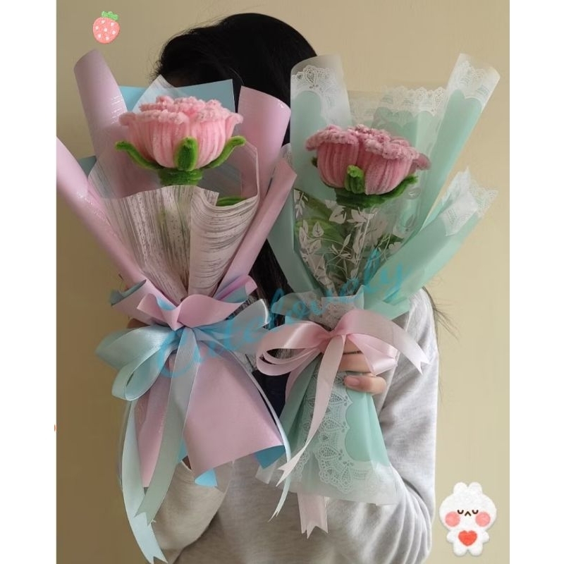 Jual Buket Bunga isi 1 Tangkai Mawar Rose Kawat Bulu Mercy Merci Hadiah ...