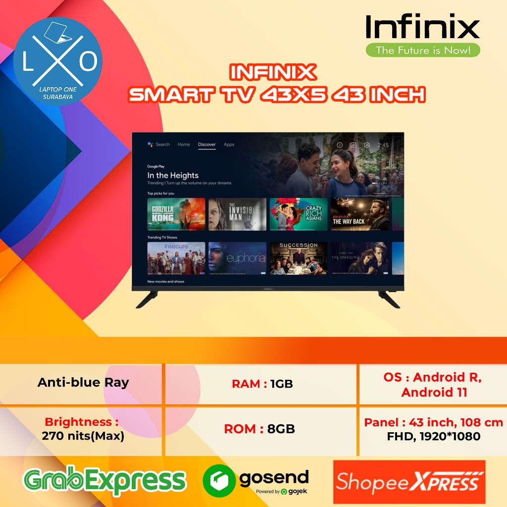 Jual INFINIX SMART TV 43X5 43 INCH FHD ANDROID DIGITAL DOLBY ULTRA SLIM ...