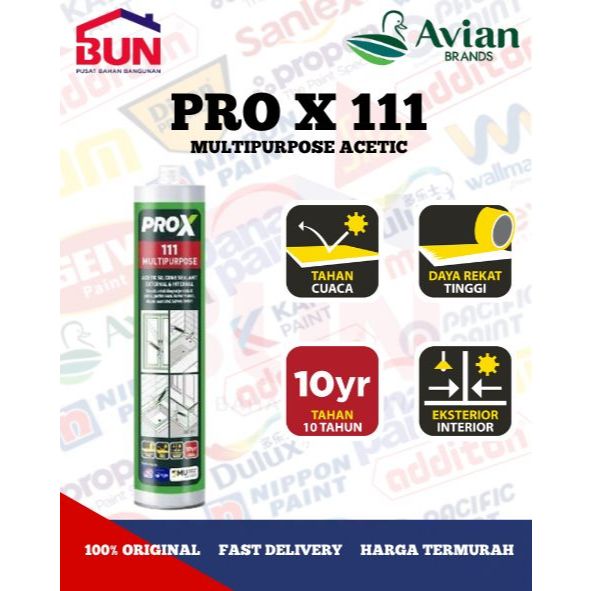 Jual Lem Sealant Silicone Kaca Pro-X 111 Silen Tabung 300 ml semua ...