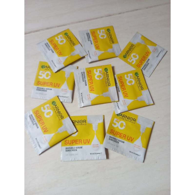 Jual Sunscreen sachet Garnier Invisible Serum Sunscreen Super UV with ...