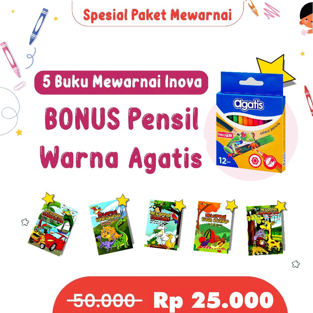 Jual Buku Mewarnai Anak Animated 4D Coloring Book Bonus Pencil Warna ...