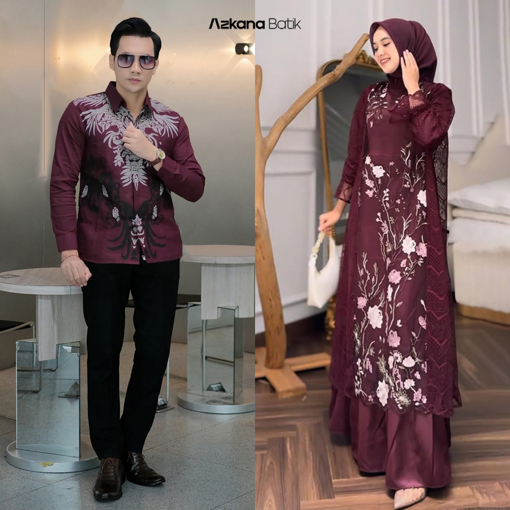 Jual Azkana Batik | Gamis Lebaran 2025 Model Gamis Terbaru Sarimbit | Gamis Brokat Couple Remaja ...